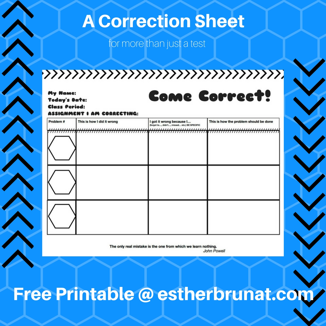 A Correction Sheet- for more than just a test – Esther Brunat